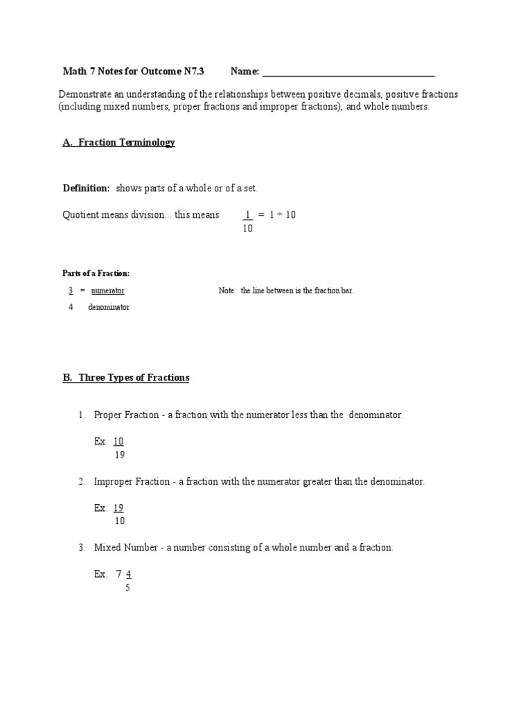 Math 7 Notes n73 Introduction To Unit Updated Oct 22 | PDF
