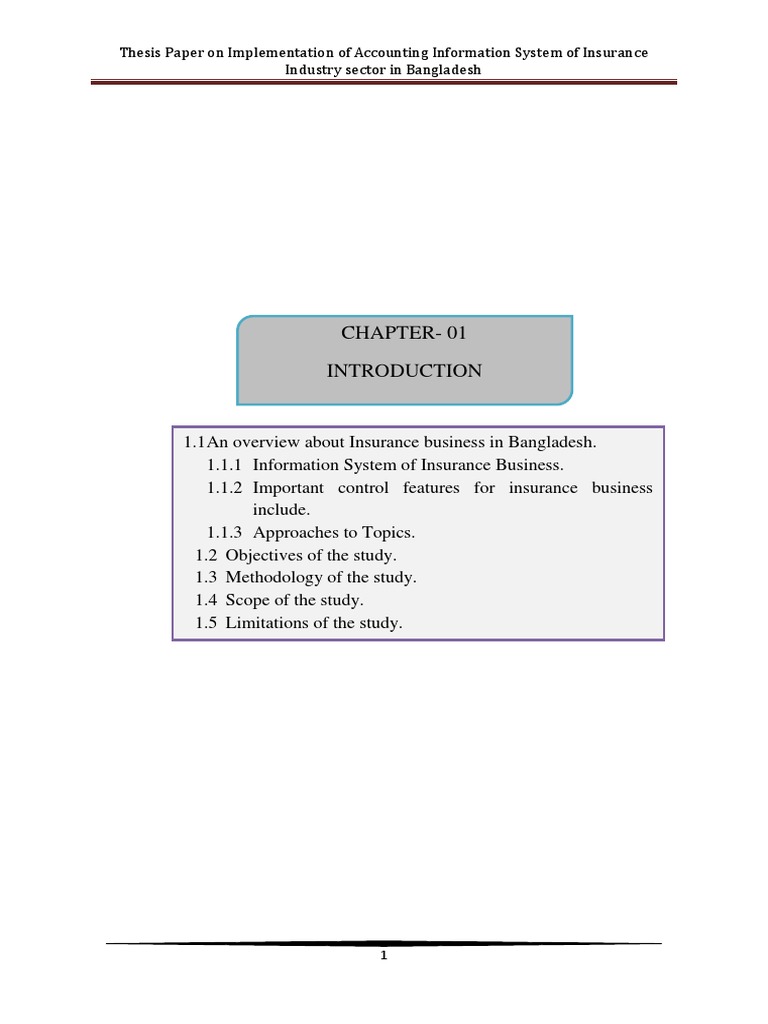 Thesis Paper On Implementation of Accounting Information System of Insurance Industry Sector in ...