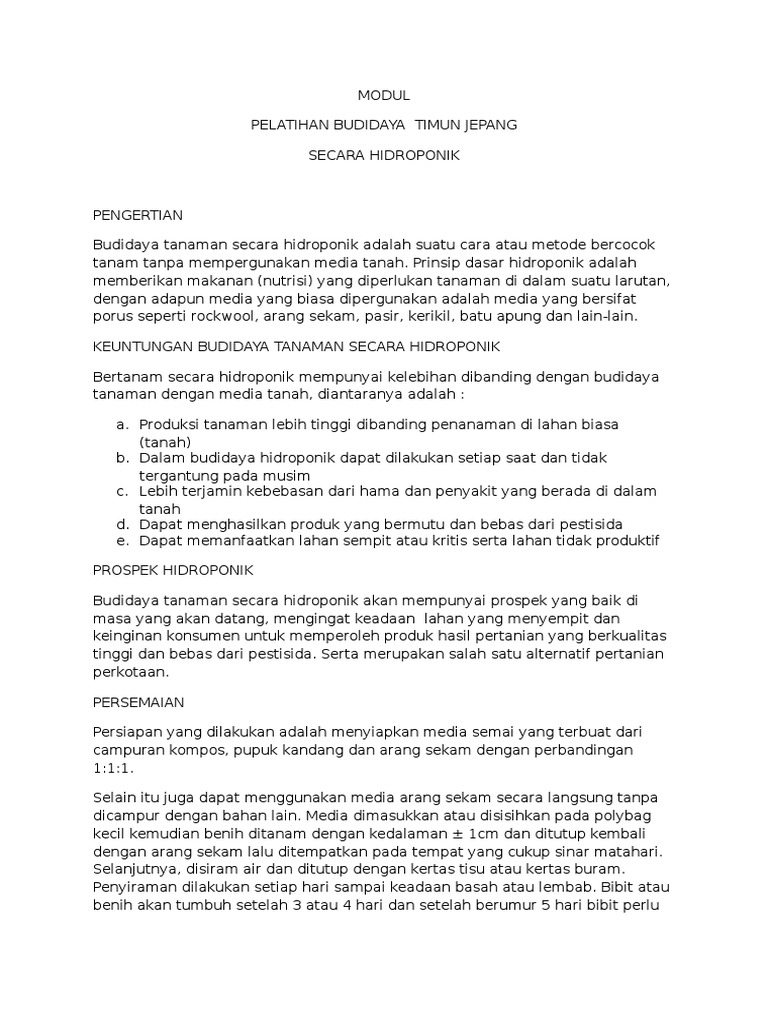 Budidaya Hidroponik Timun Jepang | PDF | Griya & Taman | Sains & Matematika