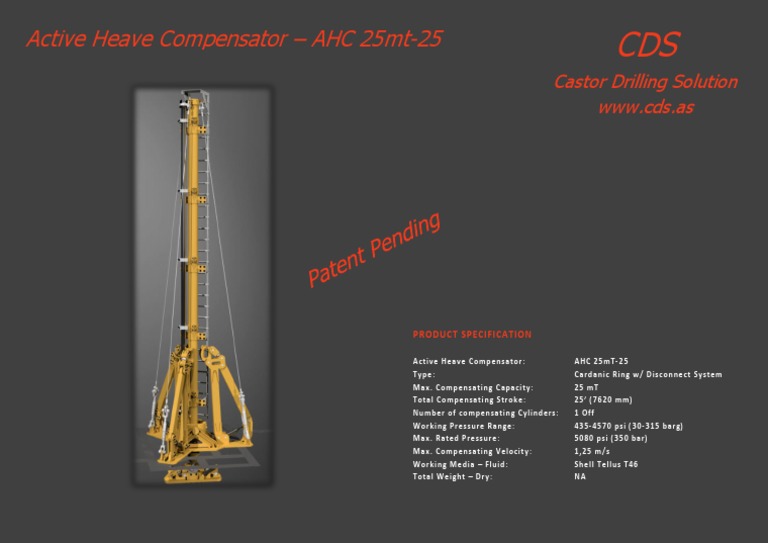 Active Heave Compensator - AHC 25mt-25: Castor Drilling Solution WWW ...