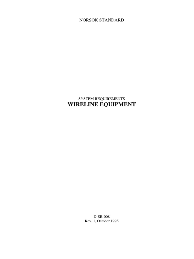 Wireline Equipment Standard Norsok PDF | PDF | Pump | Specification (Technical Standard)