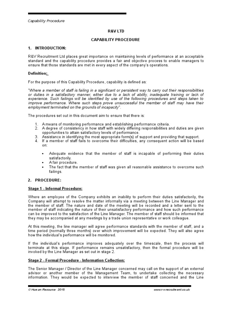 Capability Procedures 1 | PDF | Employment | Human Resource Management