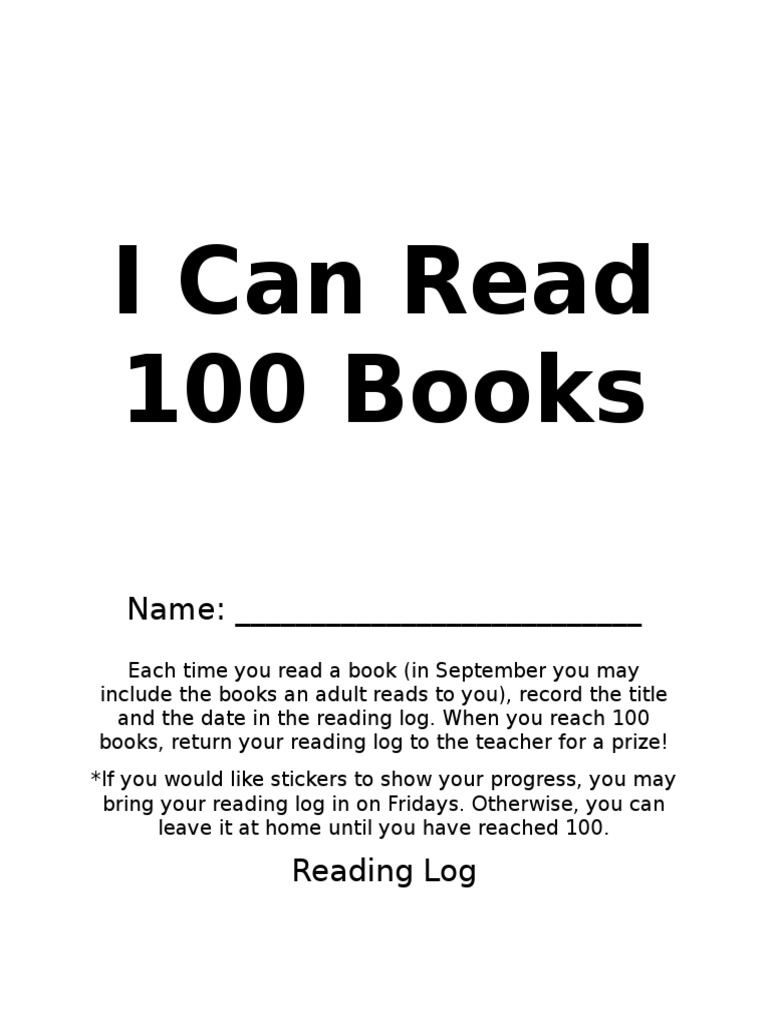 I Can Read 100 Books: Name | PDF