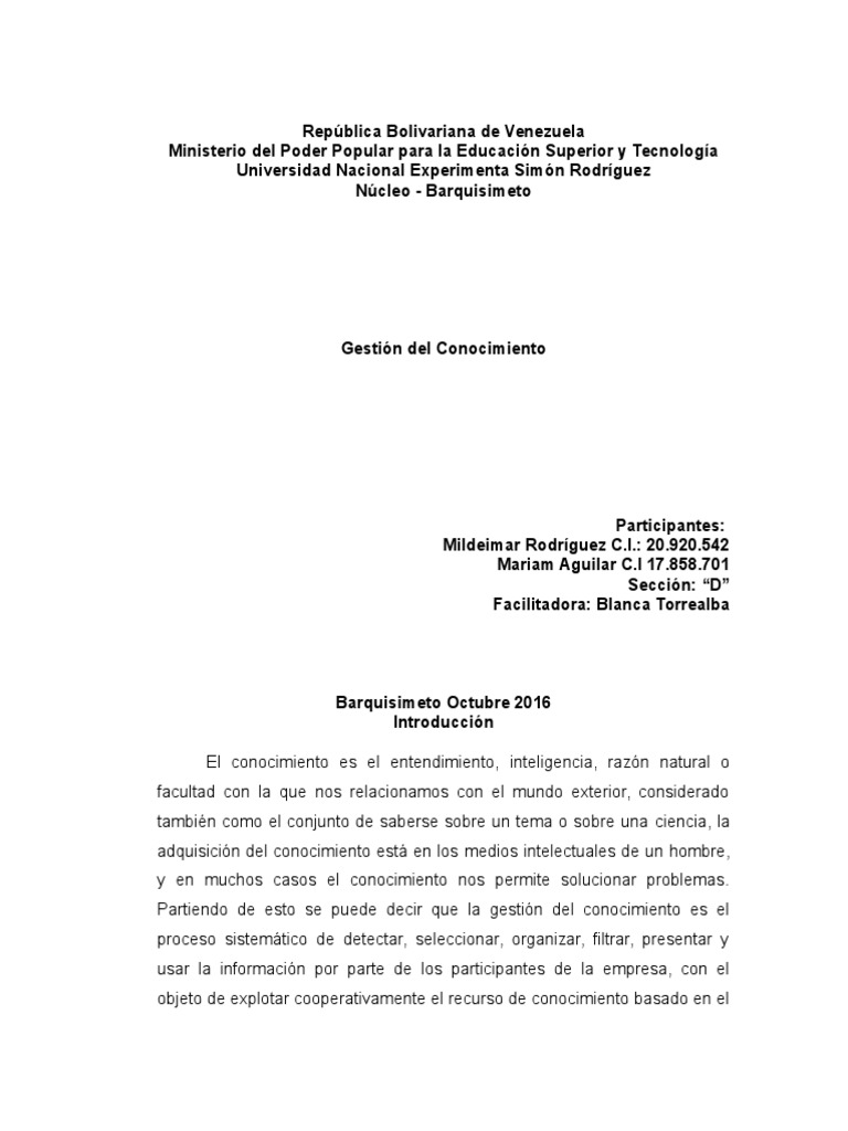 Unidad III - Gestion Del Conocimiento HACEB S.A | PDF
