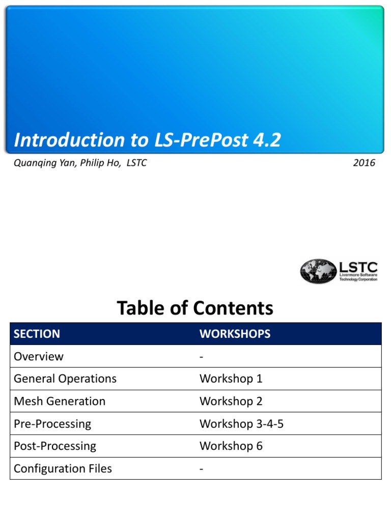 LS-PrePost Intro 2016 | PDF | Graphical User Interfaces | Rotation ...
