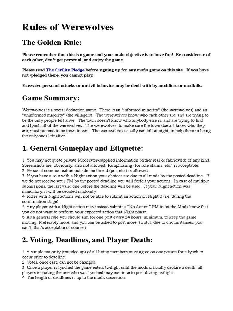 Rules of Werewolves.pdf | Werewolves | Gray Wolf