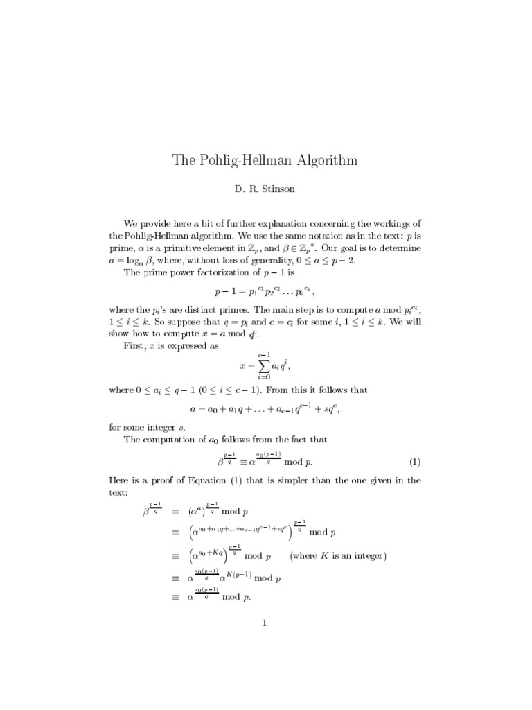 Pohlig Hellman Algorithm | PDF