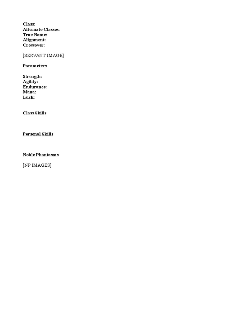 (Servant Image) : Class: Alternate Classes: True Name: Alignment ...