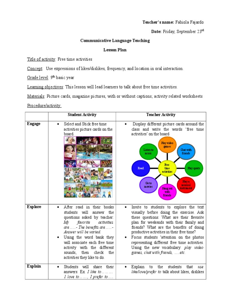 Communicative Language Teaching Lesson Plan | PDF | Language Education ...