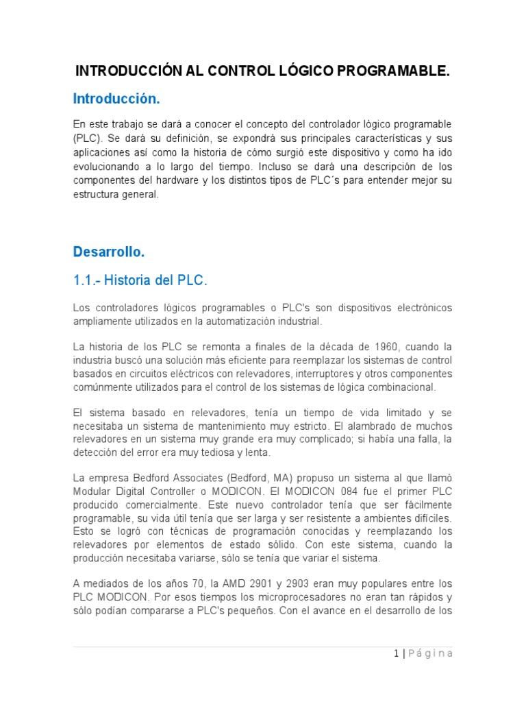 Introduccion - PLC | PDF | Controlador lógico programable | Protocolos de comunicaciones