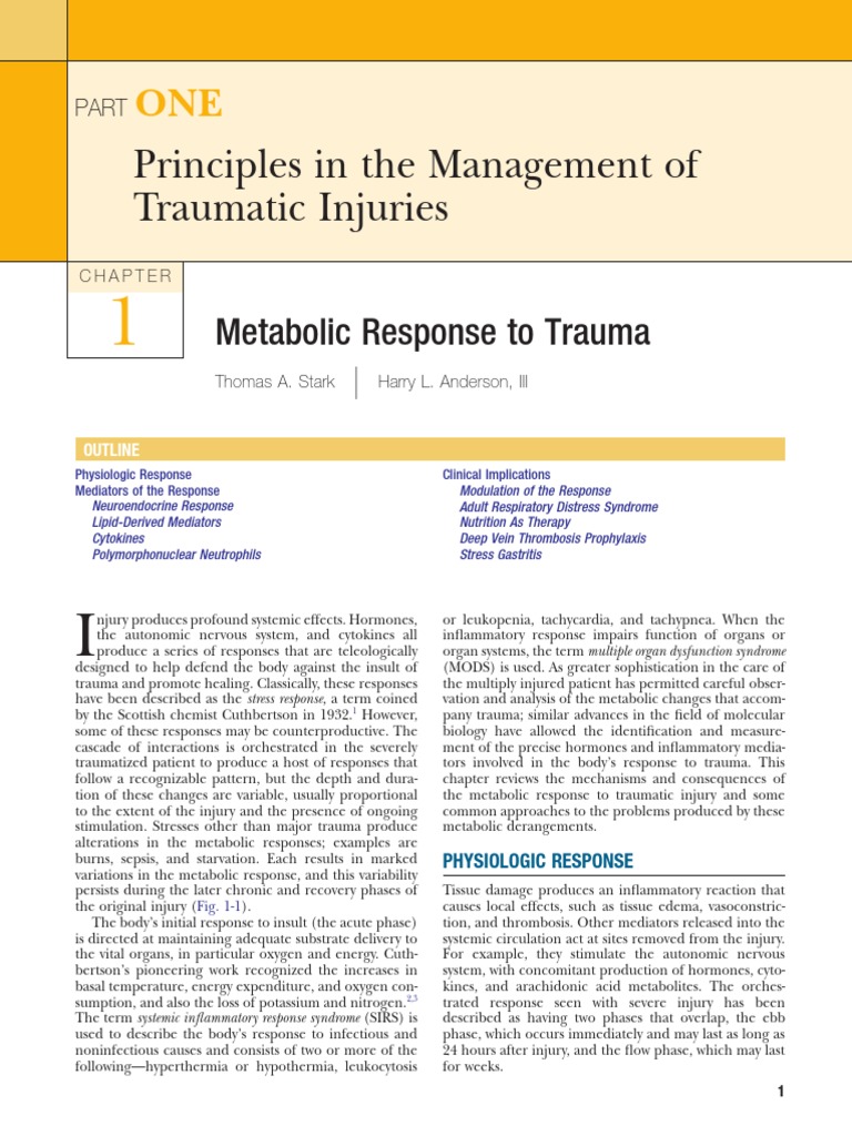 Principles in The Management of Traumatic Injuries: Metabolic Response ...