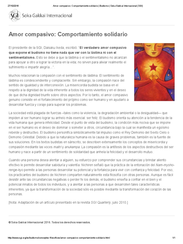 Amor Compasivo - Comportamiento Solidario - Budismo - Soka Gakkai ...