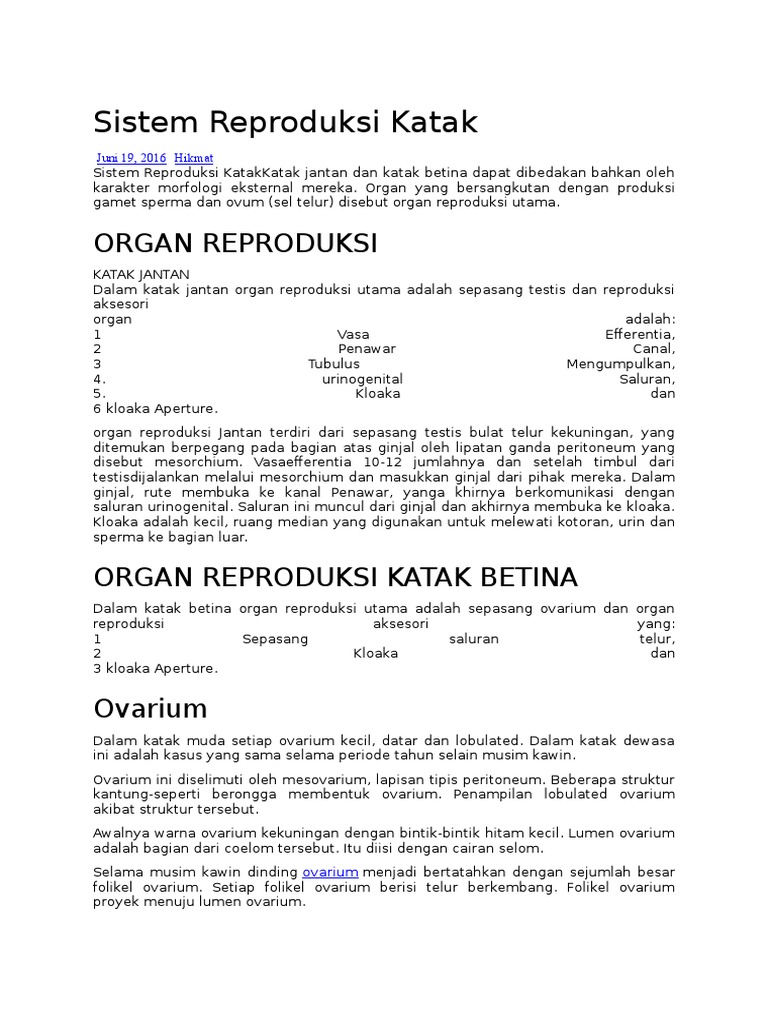 Sistem Reproduksi Katak | PDF