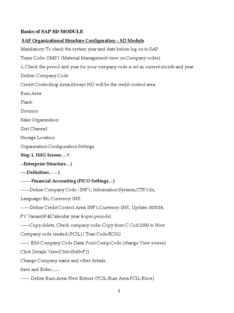 Basics of Sap SD Module | PDF | Delivery (Commerce) | Invoice