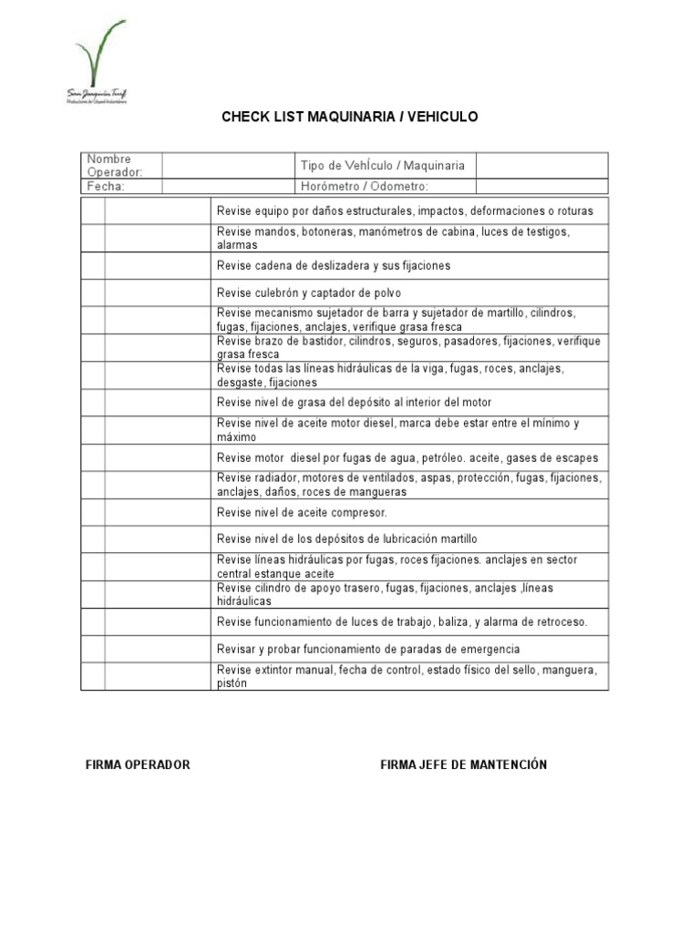 Check List Vehiculo - Maquinaria | PDF Check List Vehiculo - Maquinaria | PDF