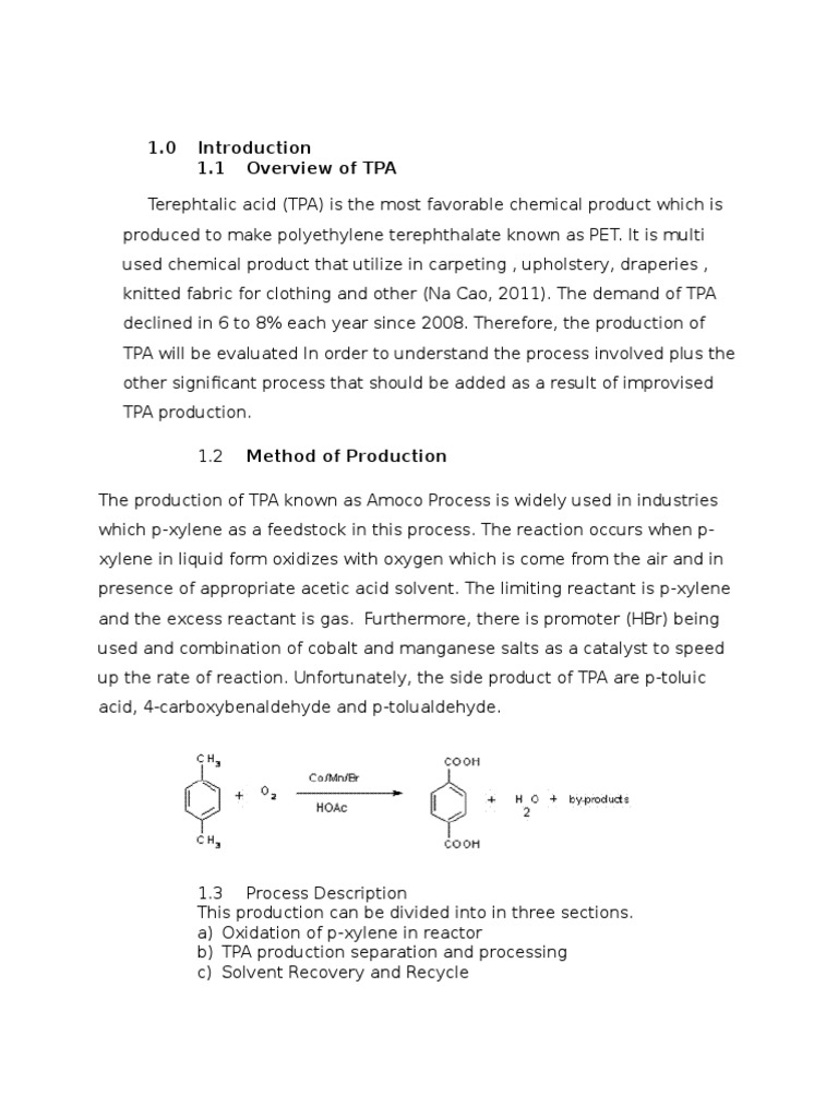 Terephthalic Acid Production Process | PDF | Chemical Process ...