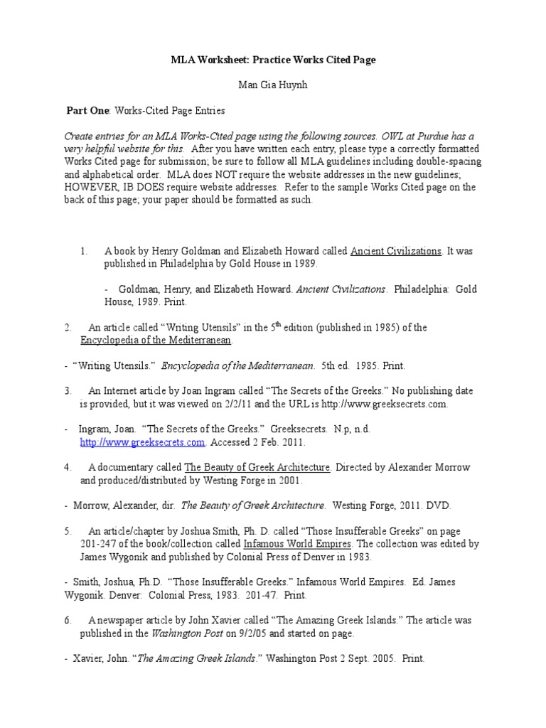 Mla Worksheet-2 1 | PDF | Internet | Newspaper And Magazine