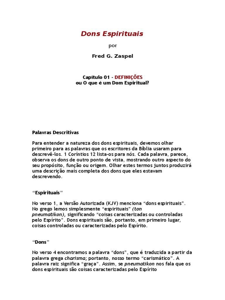 Dons Espirituais | PDF | Presente espiritual | Santo