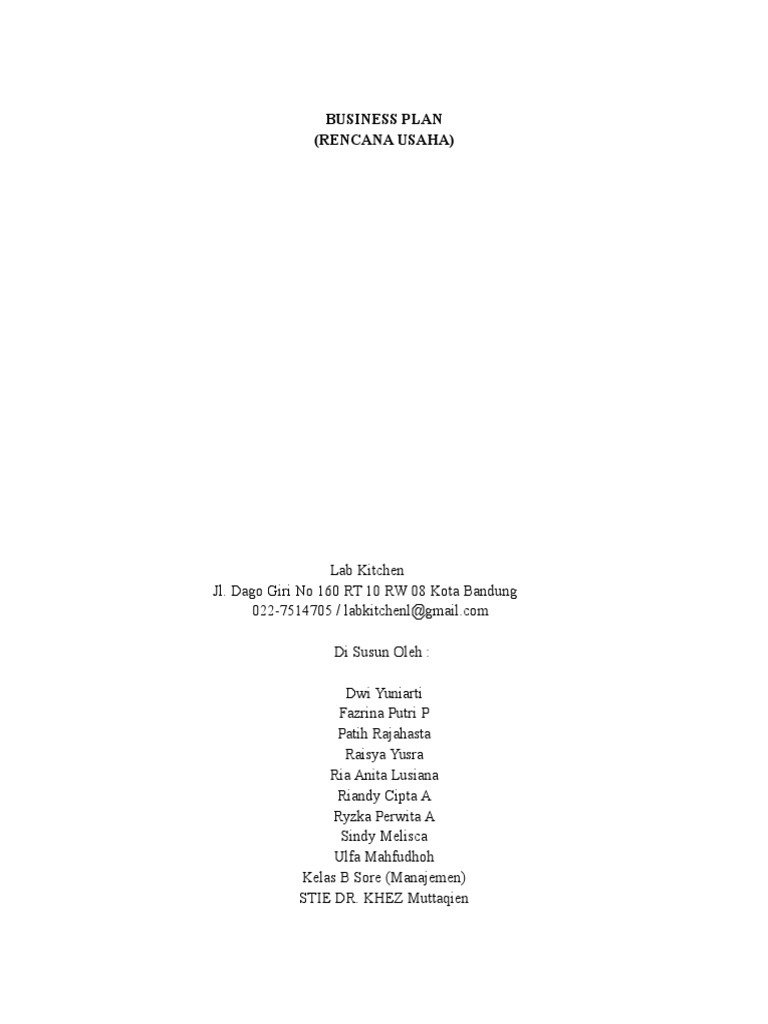 Business Planlab Kitchn | PDF