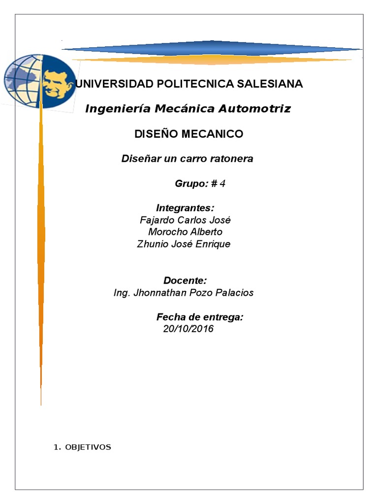 Diseño Mecanica CARRO RATONERA | PDF | Energía potencial | Mecánica
