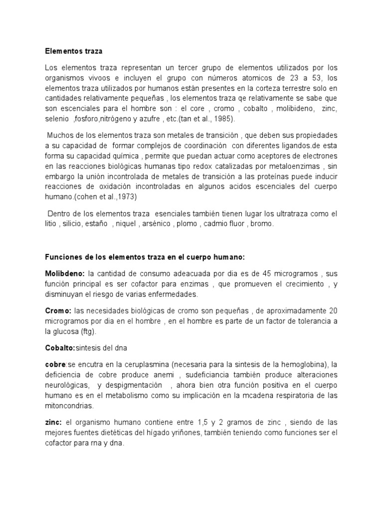 Elementos Traza | PDF | Elementos químicos | Sustancias químicas