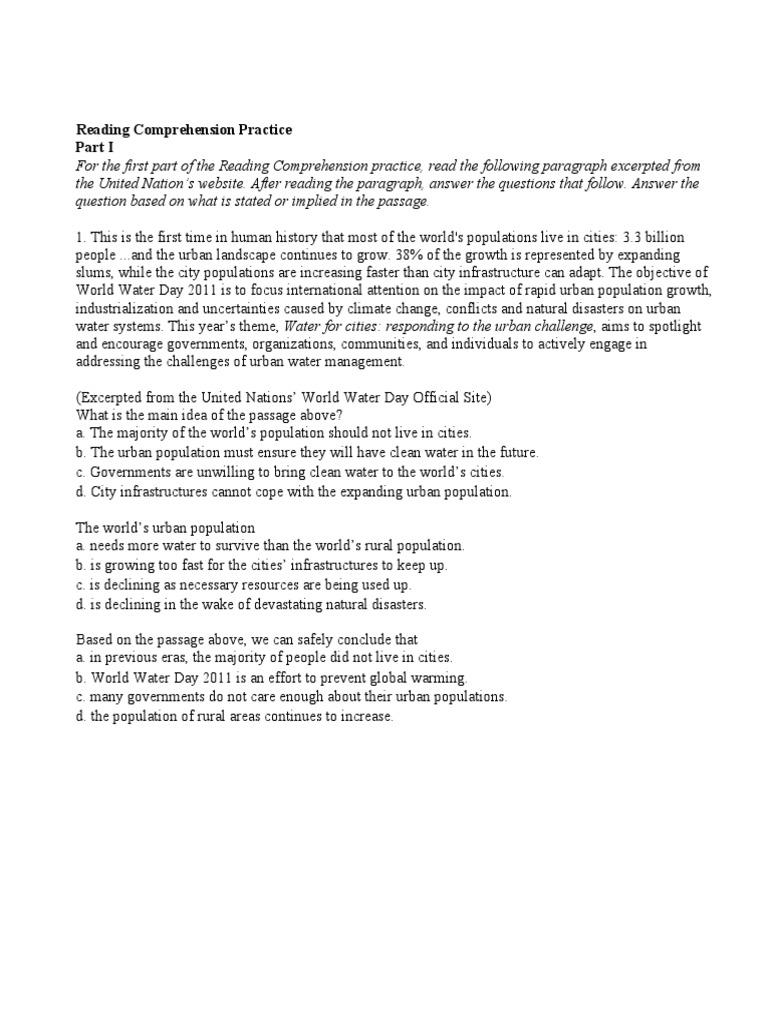 Reading Comprehension Practice1 | PDF | Civilian | Poverty