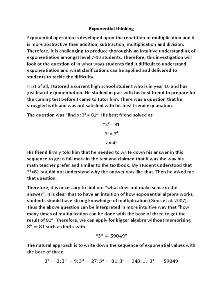 pck1 - Exponential Thinking | PDF | Exponentiation | Multiplication