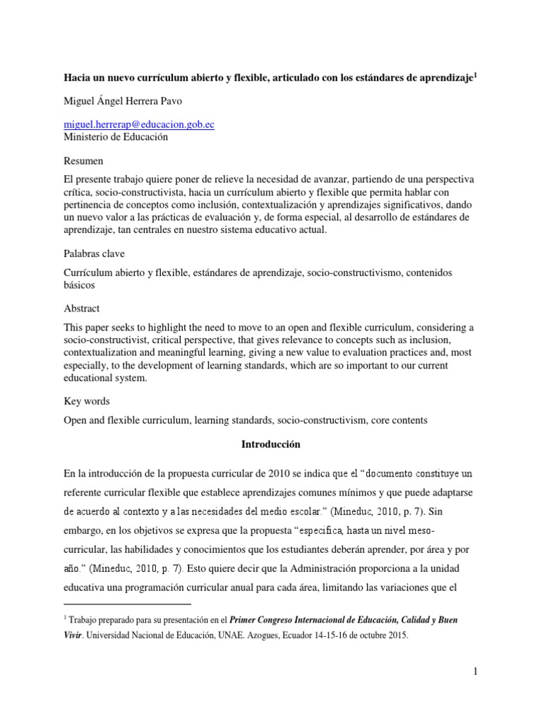 Currículum Abierto y Flexible Alineado Con Los Estándares de ...