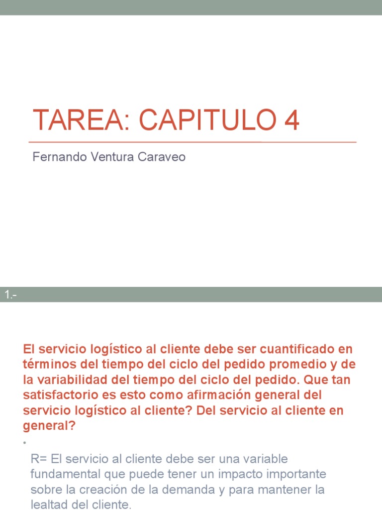 Tarea Capitulo 4 Cadena de Suministro | PDF | Logística | Inventario