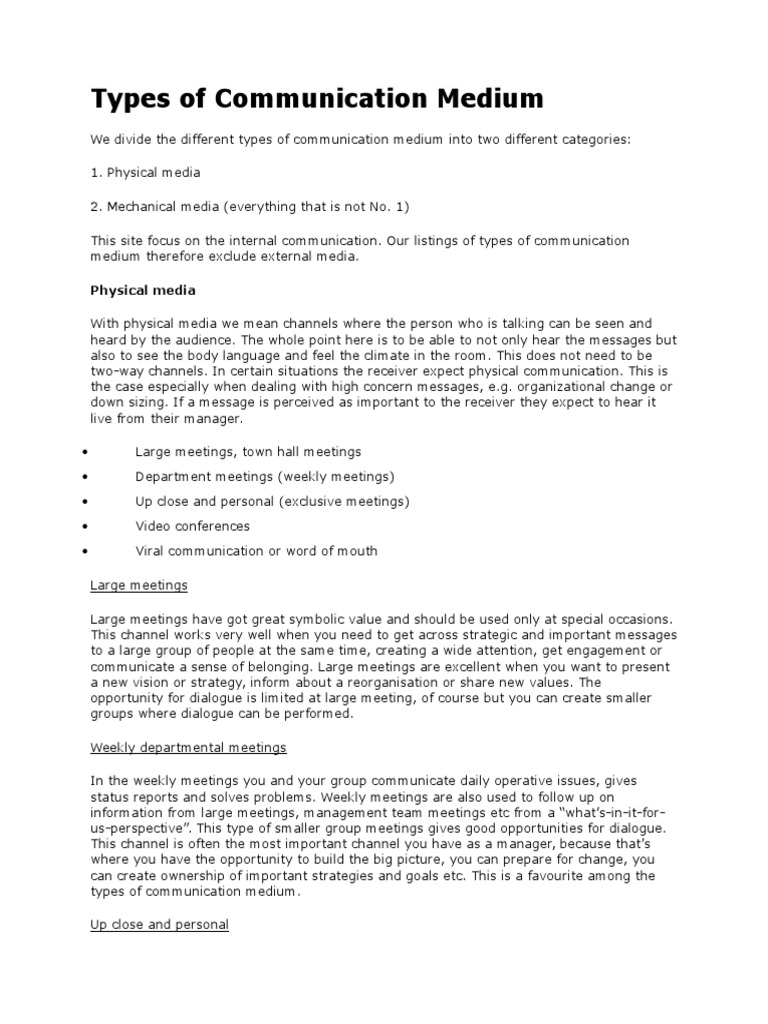 Types of Communication Medium | PDF | Media (Communication) | Social Media