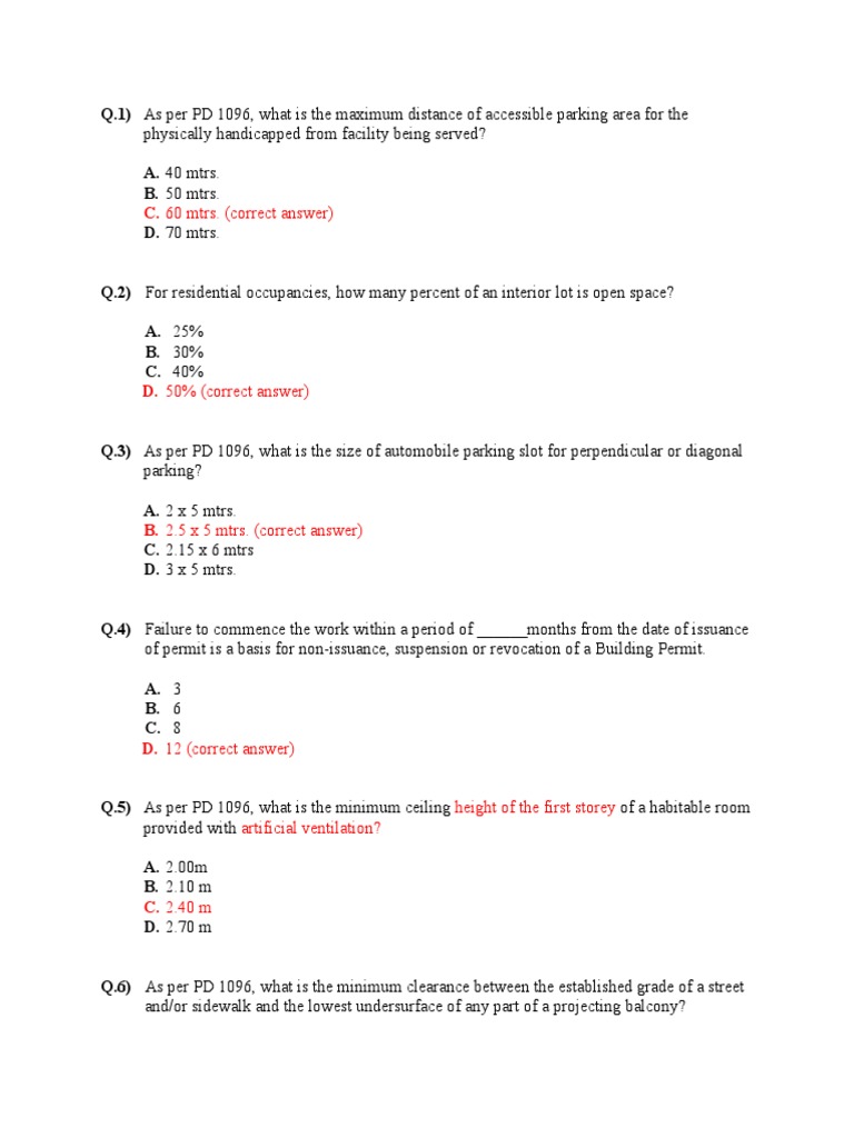 PD 1096 and PD 1185 Building Code MCQ | PDF | Fire Sprinkler System ...