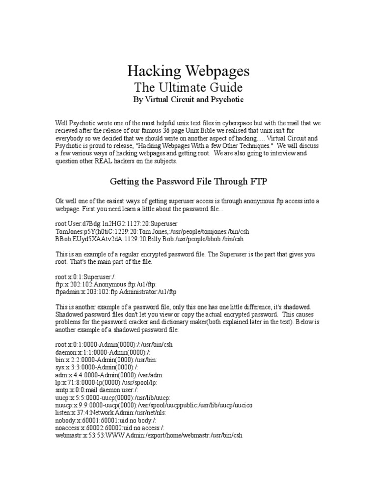 Hackpage | PDF | Security Hacker | Password