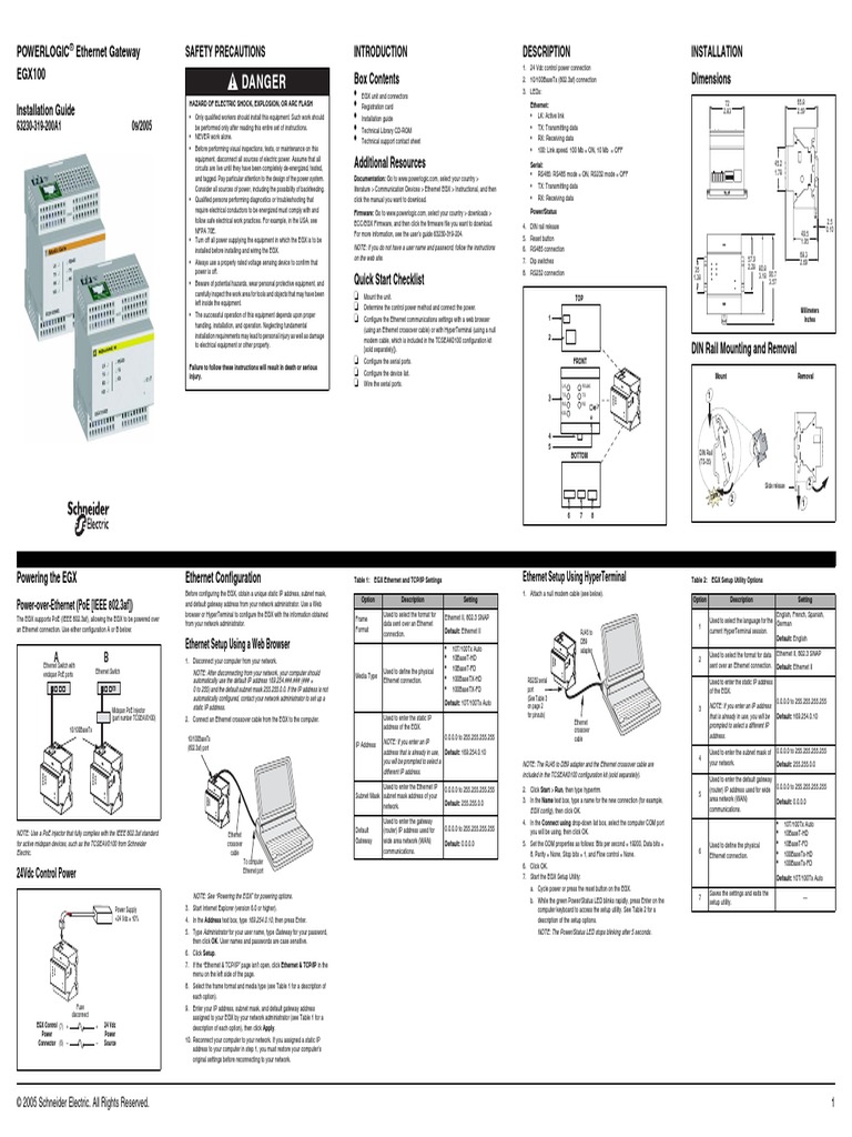 EGX100 Installation Guide PDF | PDF | Computer Network | Ethernet