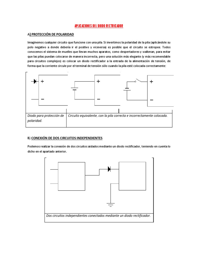 Aplicaciones Del Diodo Rectificador | PDF | Rectificador | Diodo
