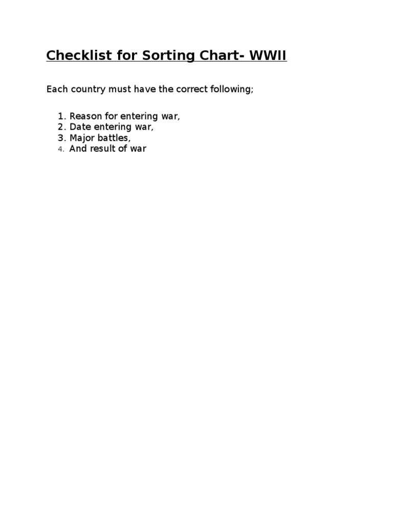 Checklist For Sorting Chart | PDF | History