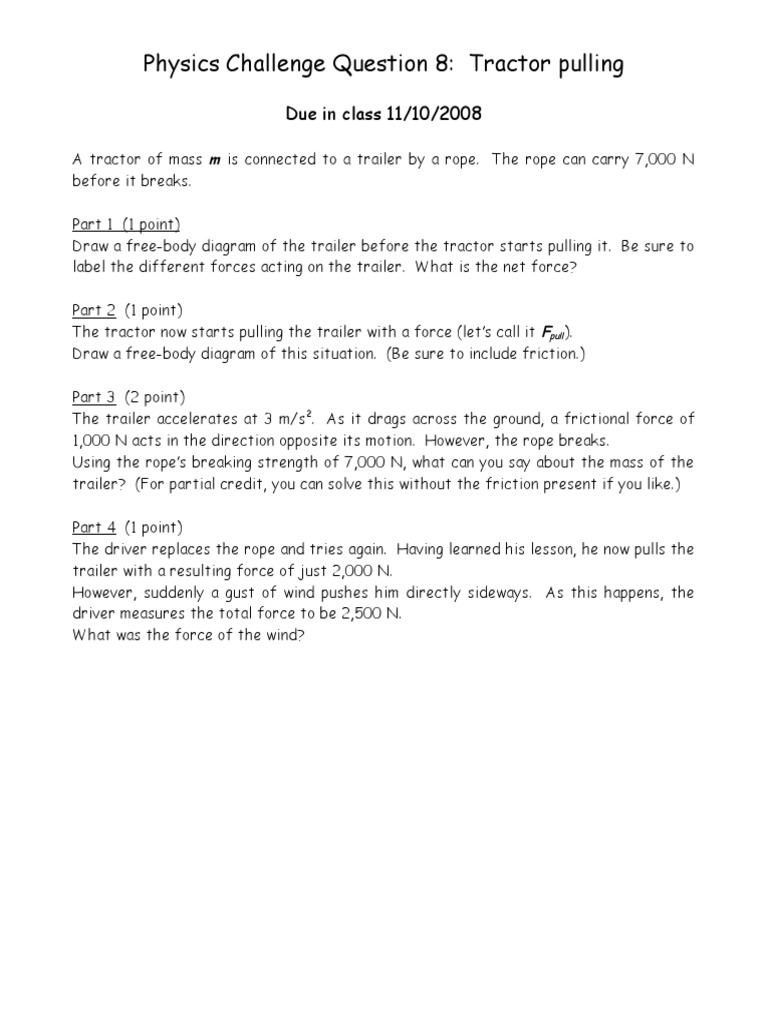 Physics Challenge: Determining the Mass of a Trailer from its ...