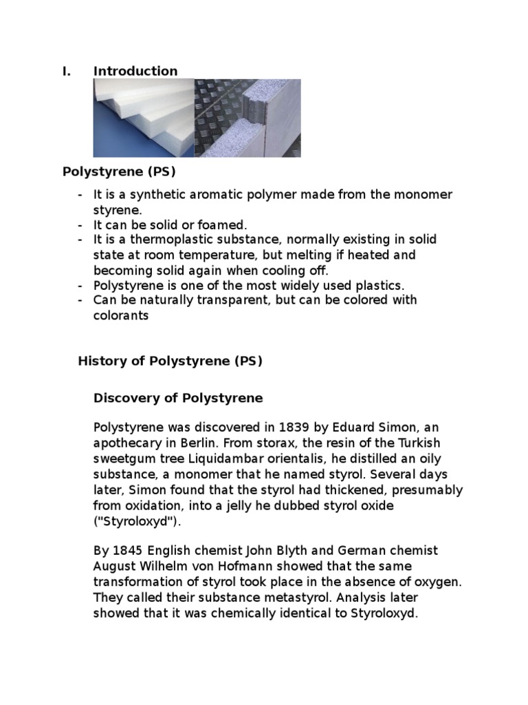 Polystyrene (PS) | PDF | Polystyrene | Polymer Chemistry