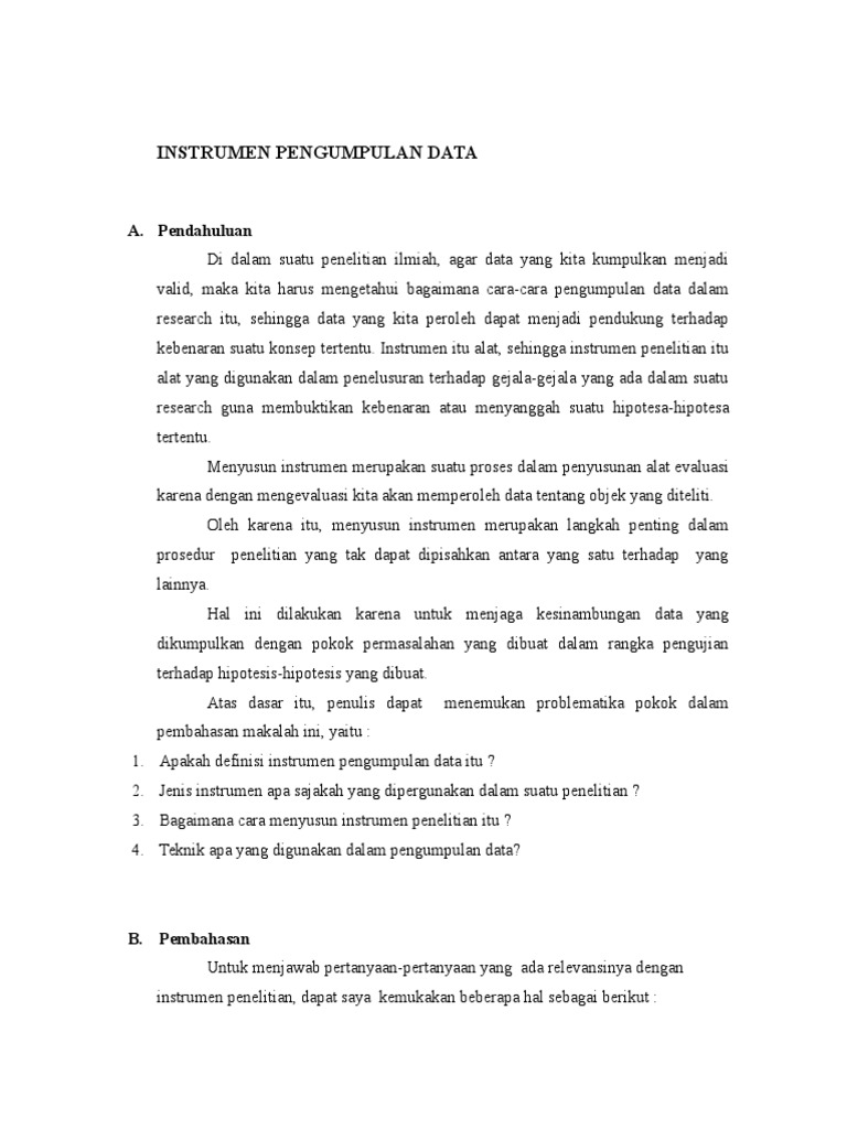 Instrumen Pengumpulan Data | PDF