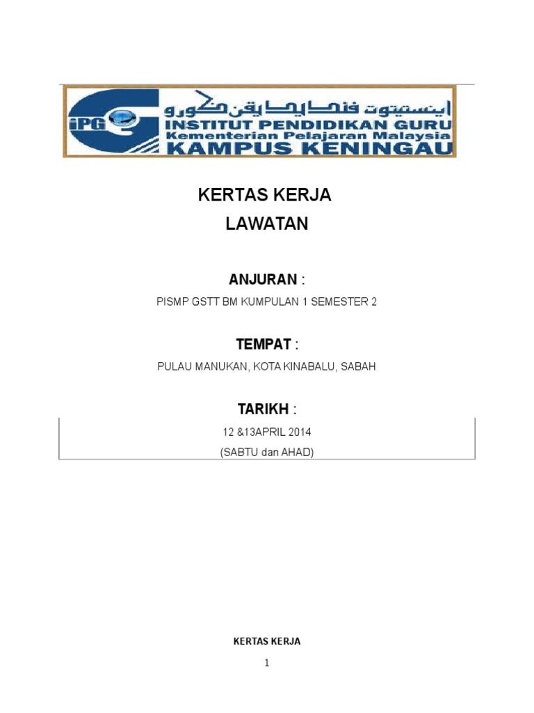 KERTAS KERJA Ke Pulau Manukan | PDF