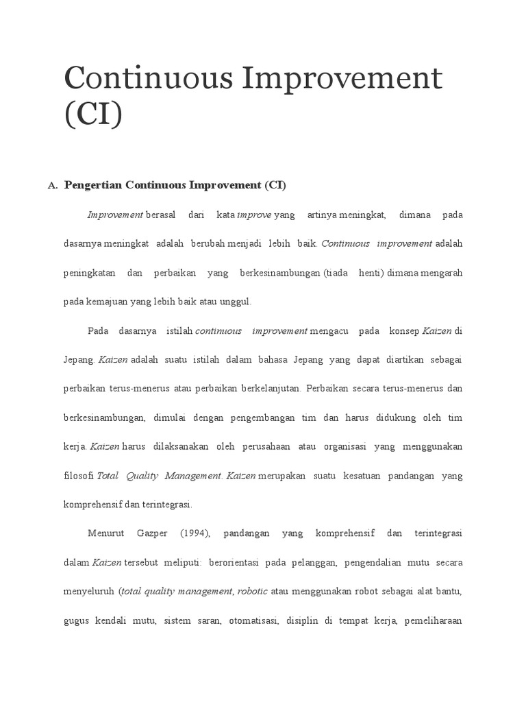 Continuous Improvement | PDF