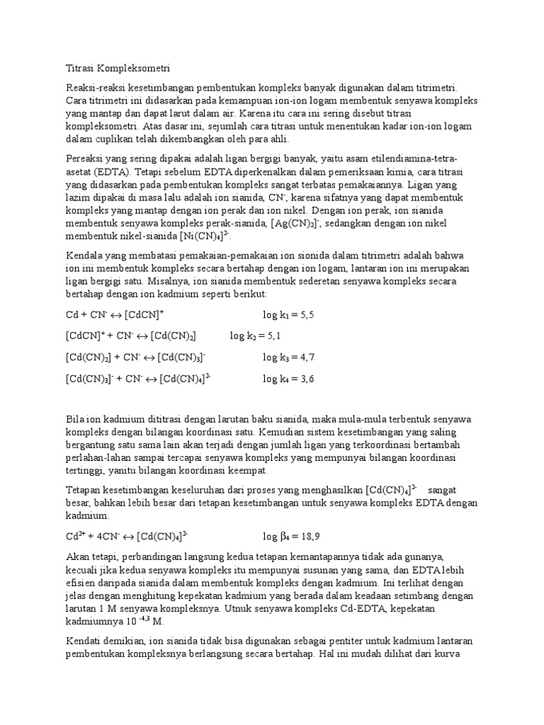 KURVA TITRASI KOMPLEKSOMETRI | PDF