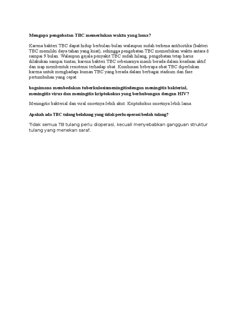 Pengobatan dan Operasi TBC Tulang | PDF | Pengembangan Diri | Kesehatan ...