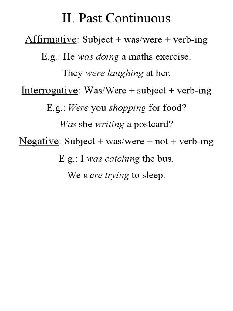 Past Continuous Grammar Guide | PDF
