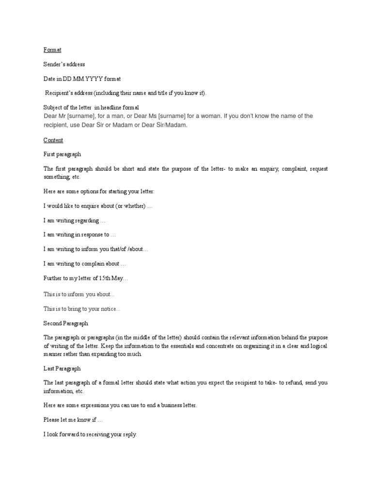 Dear MR (Surname), For A Man, or Dear Ms (Surname) For A Woman. If You ...