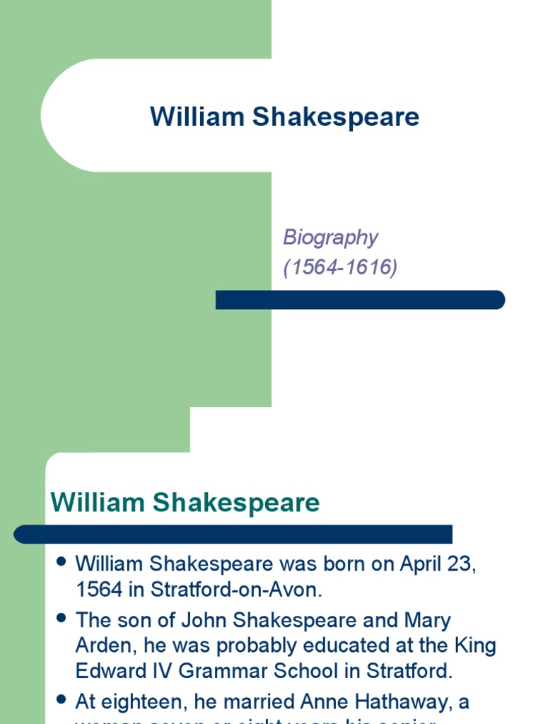 William Shakespeare: Biography (1564-1616) | PDF