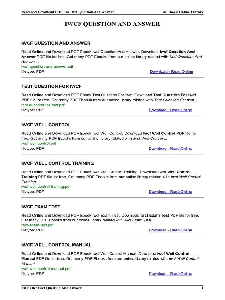 Iwcf Question and Answer | PDF | E Books | File Format