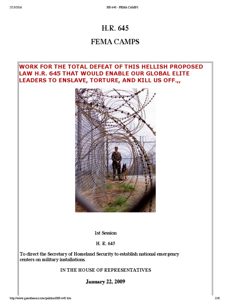 Hr-645 - Fema Camps-42 | PDF | U.S. Immigration And Customs Enforcement ...