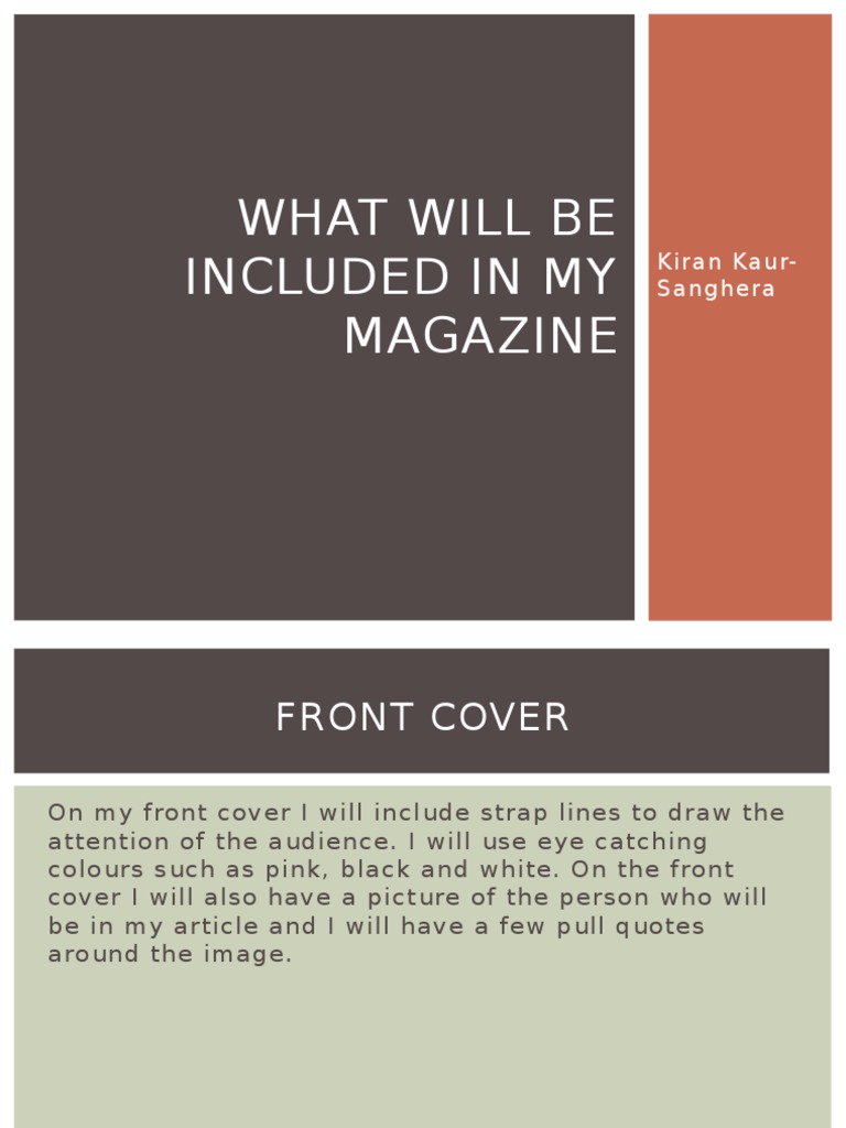 What Will Be Included in My Magazine | PDF