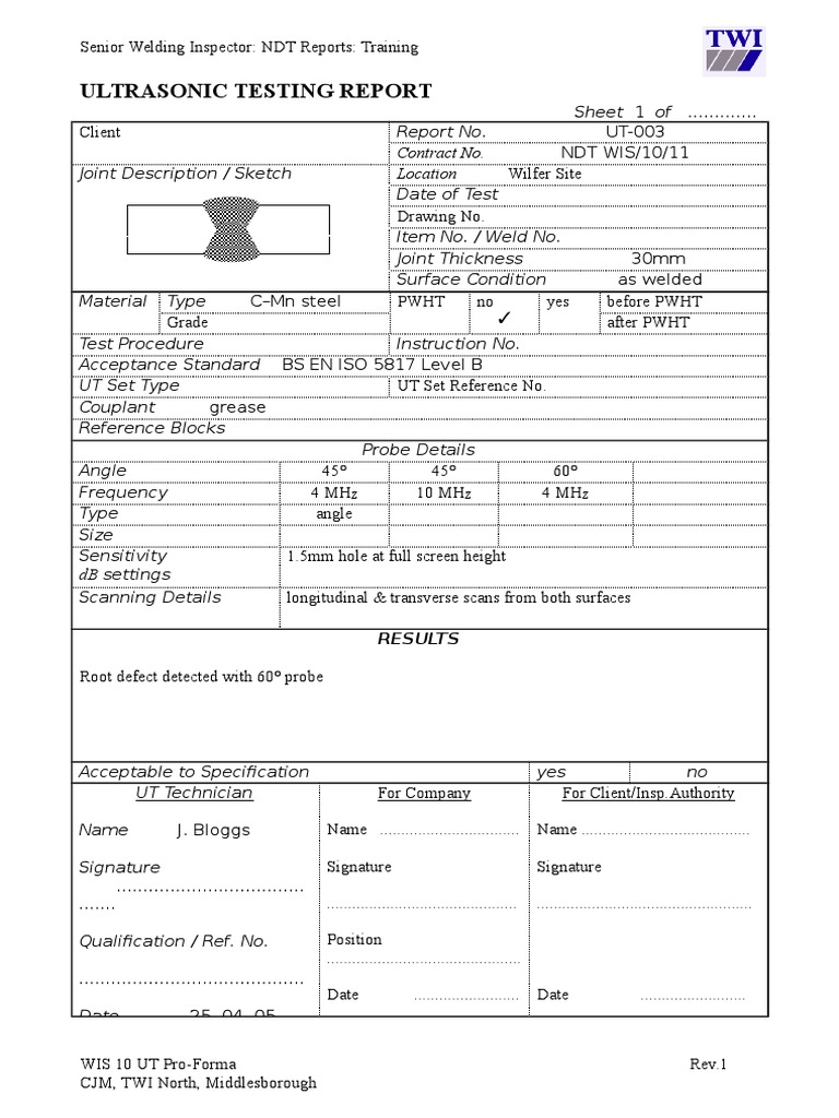 Ultrasonic Testing Report UT-003 | PDF | Home & Garden | Computers
