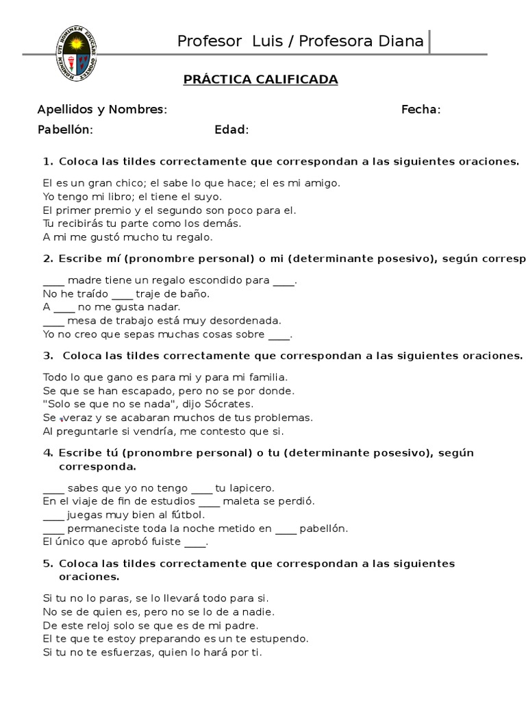 Practica Tilde Diacrítica | PDF | Ocio
